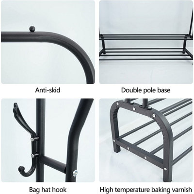 Double Rails Metal Garment Rack Freestanding Hanger, Black