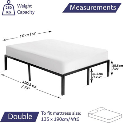 Double Raised Metal Platform Bed Frame Black