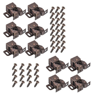 Double Roller Cabinet Catch Bronze Cupboard Door Latch With Screws Pack ...