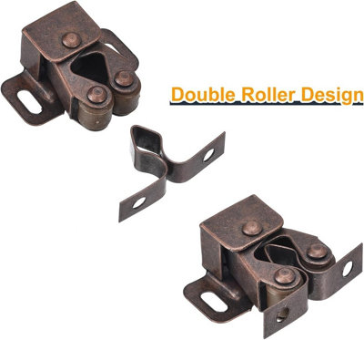 Double Roller Cabinet Catch Bronze Cupboard Door Latch With Screws Pack ...