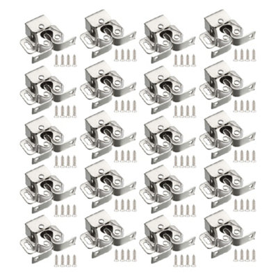 Double Roller Cabinet Catch Silver Cupboard Door Latch With Screws Pack ...