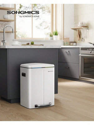 Double Rubbish Bin, 2 X 20L Kitchen Bin, Dual Compartment Metal Step ...