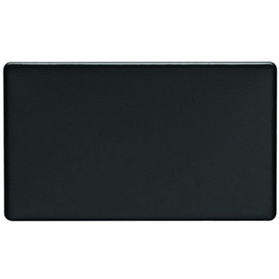 Double SCREWLESS MATT BLACK Blanking Plate Round Edged Wall Box Hole Cover