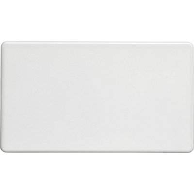 Double SCREWLESS MATT WHITE Blanking Plate Round Edged Wall Box Hole Cover