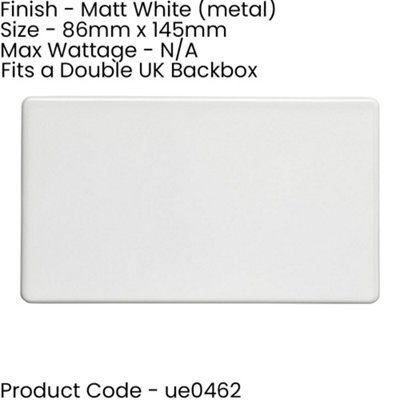 Double SCREWLESS MATT WHITE Blanking Plate Round Edged Wall Box Hole Cover