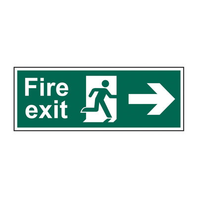 Double Sided Fire Exit Sign Arrow Right - Pre-Drilled Corners with ...