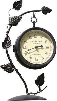 Double Sided Leaf Design Garden Clock for Outdoor or Indoor Use. Clock ...