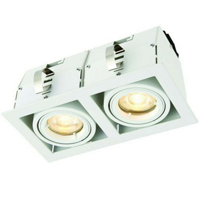 Double Square Adjustable Head Ceiling Spotlight Matt White GU10 7W Box ...