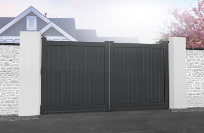 Double Swing Gate 3000x1600mm - Aluminium - Vertical Solid Infill and ...