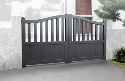 Double Swing Gate 3750x2000mm Grey - Partial Privacy Driveway Gate with ...