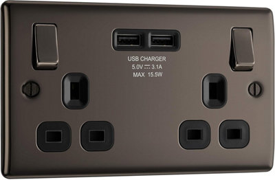 Double Switched Fast Charging Power Socket with Two USB Charging Ports ...