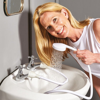 Double Tap Shower Head Attachment - Push On Sink or Bath Tap Water ...