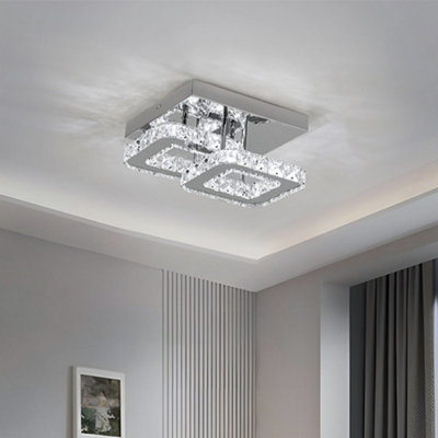 Double Tier Square Crystal Celling Light Cool White Light 24W 24cm ...