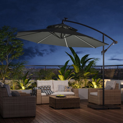 Double-Top Cantilever Parasol with Lights and Fillable HDPE Parasol ...