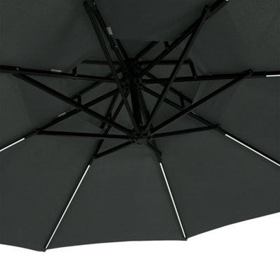Double-Top Cantilever Parasol with Lights and Fillable HDPE Parasol Base