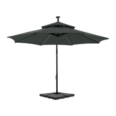 Double-Top Cantilever Parasol with Lights and Parasol Base