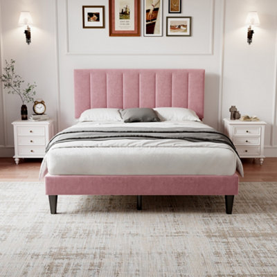 Tufted velvet bed queen store