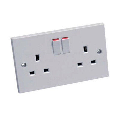 Double Wall Socket and Back Box Pattress. Twin 2 Gang Switched Plug ...