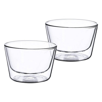 Double Walled Insulated Borosilicate Glass Bowl 360ml Set of 2 Clear ...