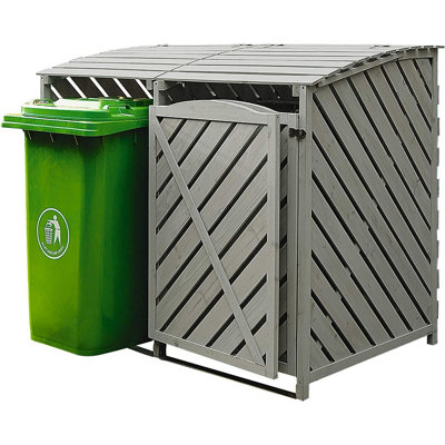 Double Wheelie Bin Storage House Grey - Dual Outdoor Bin Store Weather ...