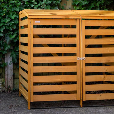 Double Wheelie Bin Wooden Storage 1.33x1.25m Outdoor Garden