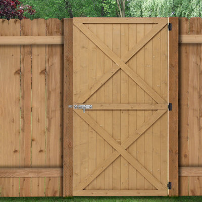 Double X Shaped Garden Gate Pine Wood Outdoor Side Opening Gate W 100 ...