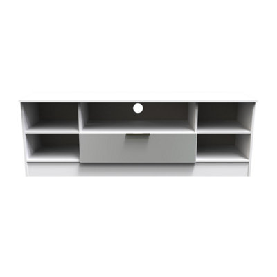 Dover Wide open TV unit in Uniform Grey & White Matt (Ready Assembled)