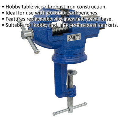 Dovetail Hobby Vice - 50mm Jaw Opening - Swivel Base - Iron Construction