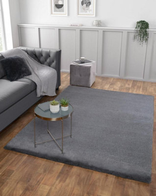 Dovilla Plush Plain Grey Rug Collection - Rug - 150cm x 200cm