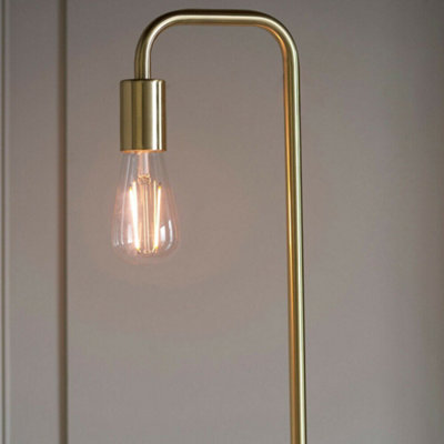 Down light Floor Lamp Brushed Brass Free Standing Metal Curved Over ...