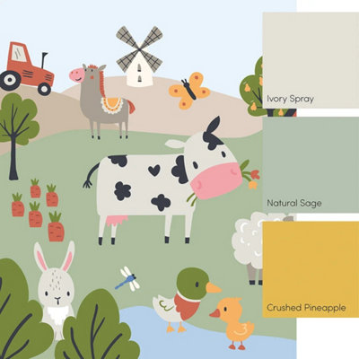 Down On The Farm Mural In Multicoloured (300cm x 240cm)