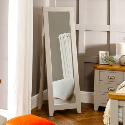Downton Grey Painted Bedroom Cheval Mirror H 1475mm x W 480mm x D 490mm