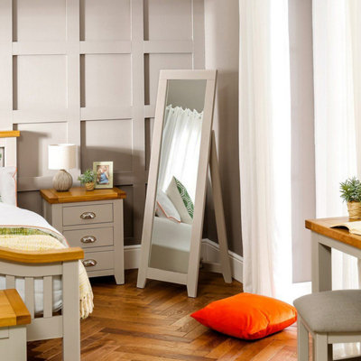 Downton Grey Painted Bedroom Cheval Mirror H 1475mm x W 480mm x D 490mm