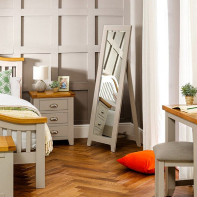 Downton Grey Painted Bedroom Cheval Mirror H 1475mm x W 480mm x D 490mm