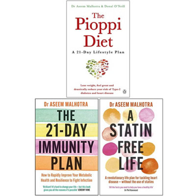 Dr Aseem Malhotra Collection 3 Books Set (The Pioppi Diet, The 21-Day ...