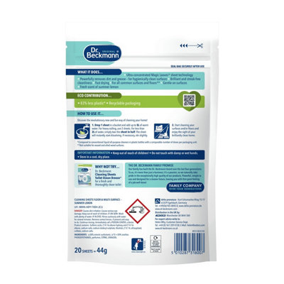 Dr. Beckmann Floor & Multi-Surface Cleaning Sheets (20 Pack x 20 Wipes ...