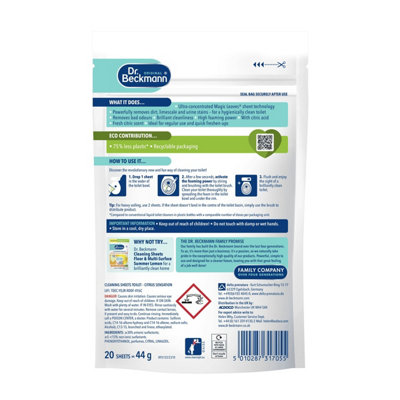Dr. Beckmann Toilet Cleaning Sheets Citrus Sensation 20 Sheets - 100% ...