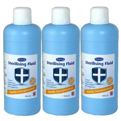 Dr Johnson's Highly Concentrated Sterilising Fluid 1L x 3