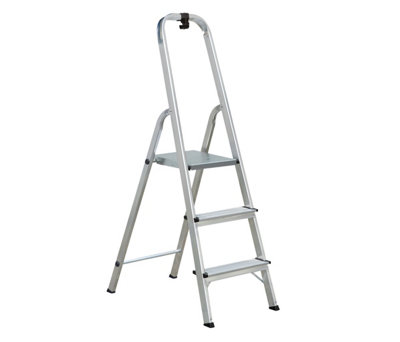 Draak 3 Tread Step Ladder Aluminium With Hook (H) 1.17m | DIY at B&Q