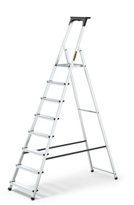 Drabest Aluminium 8-Step Household Ladder 125 Kg + Tool Shelf