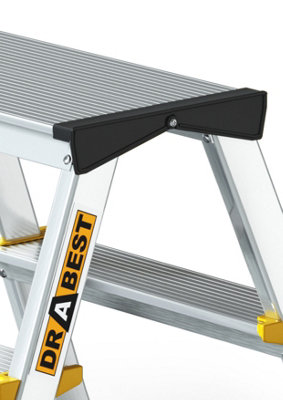 DRABEST ALUMINIUM PROFESSIONAL DOUBLE-SIDED ACCESS LADDER 3 STEPS EN131 TUV