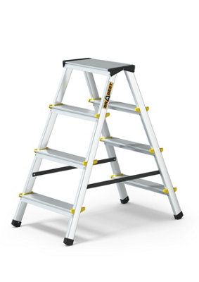 DRABEST ALUMINIUM PROFESSIONAL DOUBLE-SIDED ACCESS LADDER 4 STEPS EN131 TUV