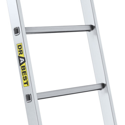 DRABEST professional 15-step aluminum leaning ladder, 150 kg capacity