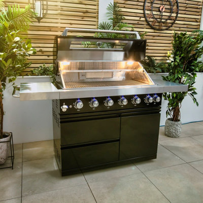 Draco Grills 6 Burner BBQ Black Modular Outdoor Kitchen with Sink ...