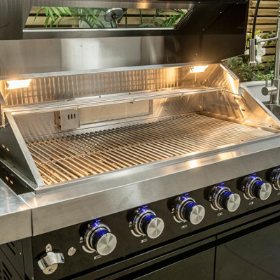 Draco Grills 6 Burner BBQ Black Modular Outdoor Kitchen with Sink ...