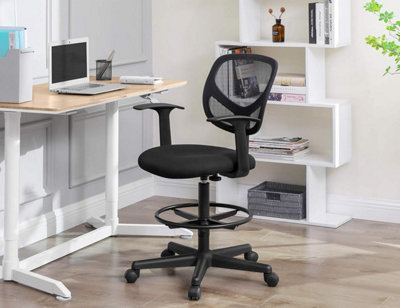 Drafting Stool Chair with Armrest, Mesh Office Chair, Ergonomic ...