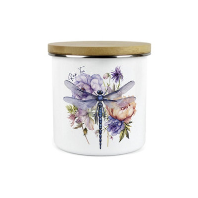 Dragonfly Kitchen Rose Tea Storage Canister - Pretty Purple Insects ...