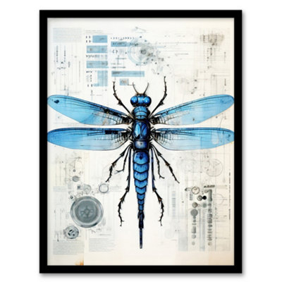 Dragonfly Spy Bot Robot Hybrid Schematic Blue Futuristic Secret Complex ...