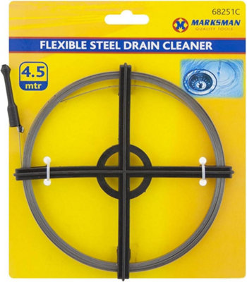 Drain Cleaner Unblocker Sink Pipe Snake Flexible Steel Coil Plumbing 4.5M