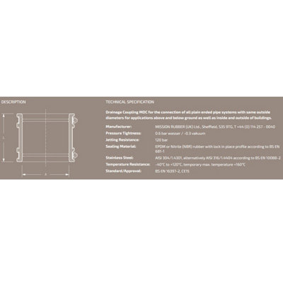 Drain Coupling MDC115 100mm - 115mm Flexible Rubber Boot Reducer ...